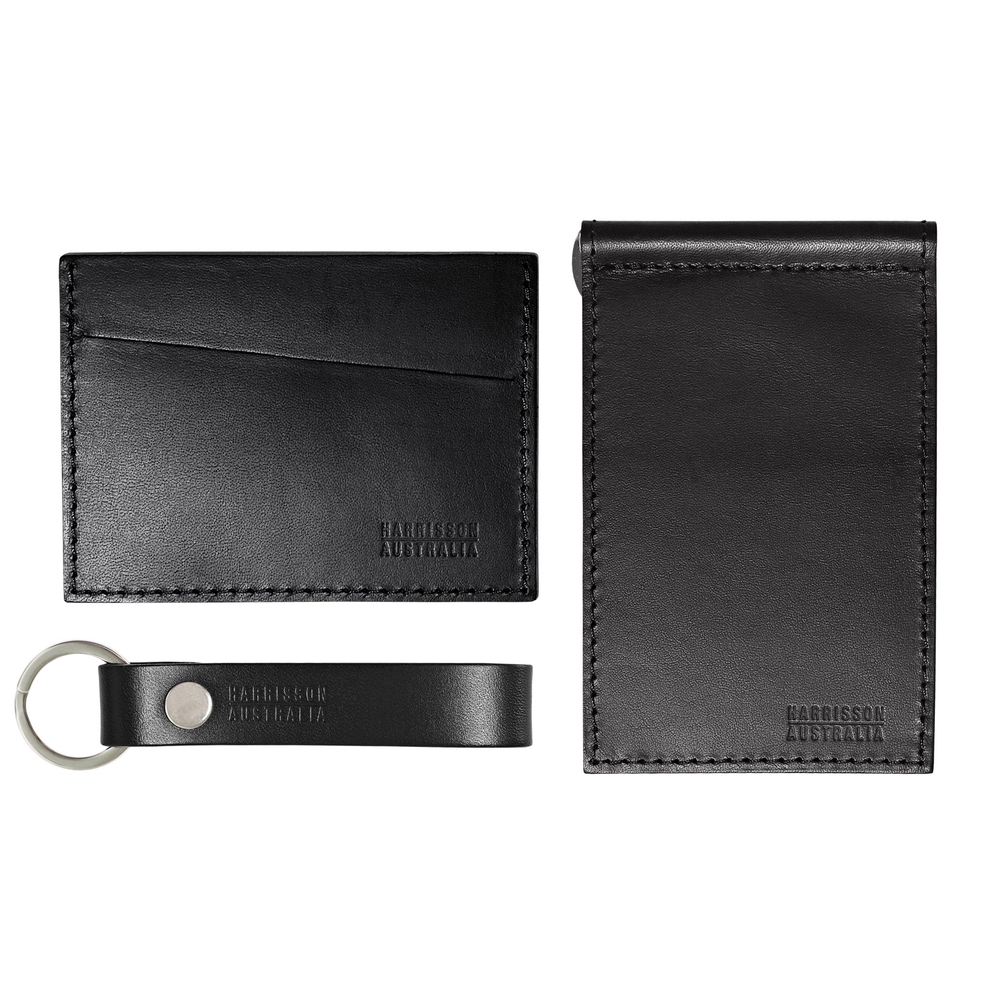 Black Billfold, Card Sleeve Wallet and Keyring – Harrisson Australia